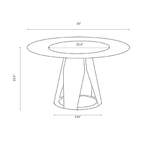 Runboll 59'' Modern Round Dining Table with Lazy Susan, Sintered Stone Dinner Table with 35.4" Round Turntable for Dining Room(Not Included Chairs)