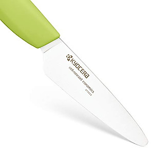 Kyocera Advanced Ceramic 3-inch Paring Knife with Vertical Double Edge Peeler, Green