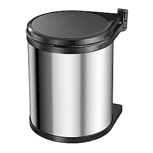 Hailo Compact-Box M Built-in Pull-Out Waste bin | 1 x 15 liters / 4.0 gallons | Lid Lift System | for hinged Door Base cabinets from 15.7 in | Stainless Steel | Made in Germany