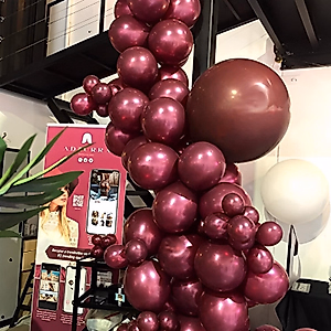 Voircoloria 105pcs Burgundy Balloons 12inch Maroon Party Latex Balloons for Birthday, Graduation, Baby Shower,Wedding, Anniversary Valentines Party Decorations
