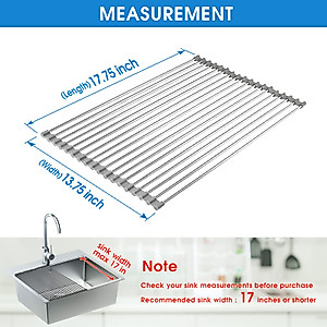 AOUAO Roll Up Dish Drying Rack,Multipurpose Stainless Steel Over The Sink Drainer Rack,Kitchen Portable Dish Rack (Round)