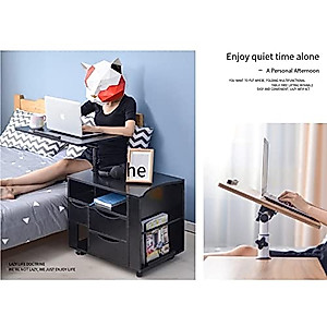 QQXX Height Adjustable Bedside Table with Drawers,Lazy Bedside Table,Drawing Board,Small Bookcase with lockers and Drawers,Sofa Cabinet in Living Room Bedroom,Filing Cabinet,Home,Office Shelf