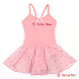 DANSHOW Ballet Leotards for Girls Dance Camisole Dress with Shiny Tutu Skirt(4041-08-M)