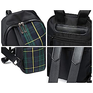 Mn&Sue Tartan Plaid Backpack Canvas Nylon Fashion Daypack Women Shoulder Purses Traval Daily Ruchsack