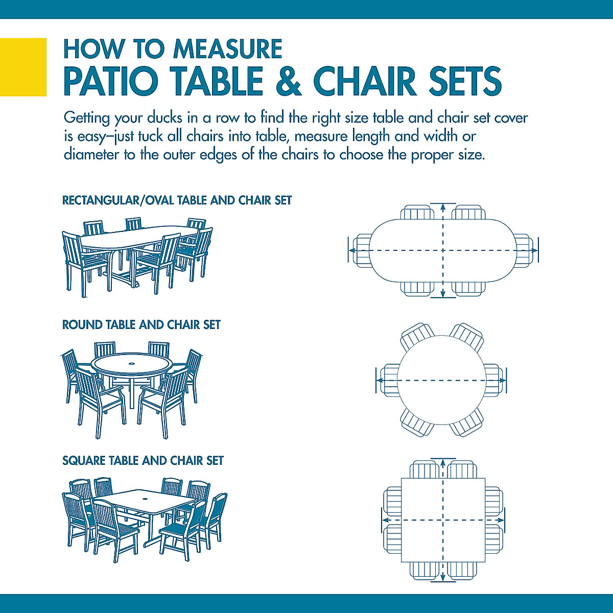 Duck Covers Ultimate Waterproof Rectangular/Oval Patio Table with Chairs Cover, 107 Inch