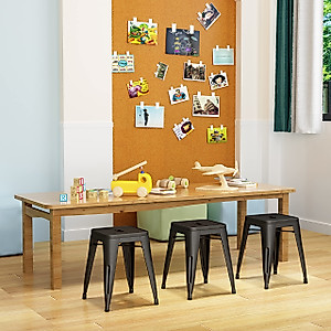 Changjie Furniture 18 Inch Stools Backless Industrial Metal Bar Stools Kitchen Stackable Stools Short Stools School Classroom Stools Metal Dining Chairs Set of 4 (18 inch, Matte Black)