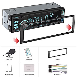 YZKONG Single Din Car Radio Receiver Bluetooth Car Stereo with Brightness Adjustable FM/AM Radio MP3 Player USB SD AUX Port Built-in Microphone, Hands-Free Calling, APP Remote Control