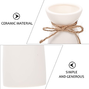 Generic Ceramic Flower Vase with Rustic Rope Flower Arrangement Container Centerpieces Vase Decor for Home Garden Office Vase Floral Decorative, White, 7X22.5CM