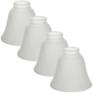 LIGHTACCENTS 4-Pack Ceiling Fan Light Covers -white Alabaster Glass Shade Lamp Replacement Kit For Ceiling Fan Light Kits. Glass Lamp Shade Replacement Used For Ceiling Fan Globe Replacement