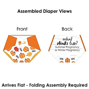 Big Dot of Happiness Fall Pumpkin - Halloween or Thanksgiving Baby Shower Conversation Starter - 2-in-1 Dirty Diaper Game - Set of 24