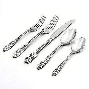 Oneida Ivy Flourish 20 Piece Fine Flatware Set, Service for 4, 18/10 Stainless Steel, Silverware Set