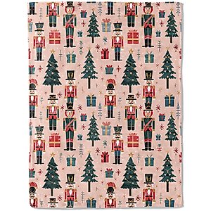 ainori Nutcracker Christmas Pink Throw Blanket- Ultra Soft, Fleece, Lightweight,Trees Vintage Festive Winter Night Blankets,for Couch Room Bedroom,Holiday Decor,Gifts for Kids Girls 50x60in