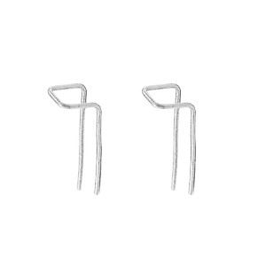 Minimalist Double Piercing Earrings for Women Men S925 Sterling Silver Bar Threader Dangle Drop Stud Safety Pin 2 Hole Lobe Bended Hook Fashion Personalized Hypoallergenic Lightweight Jewelry