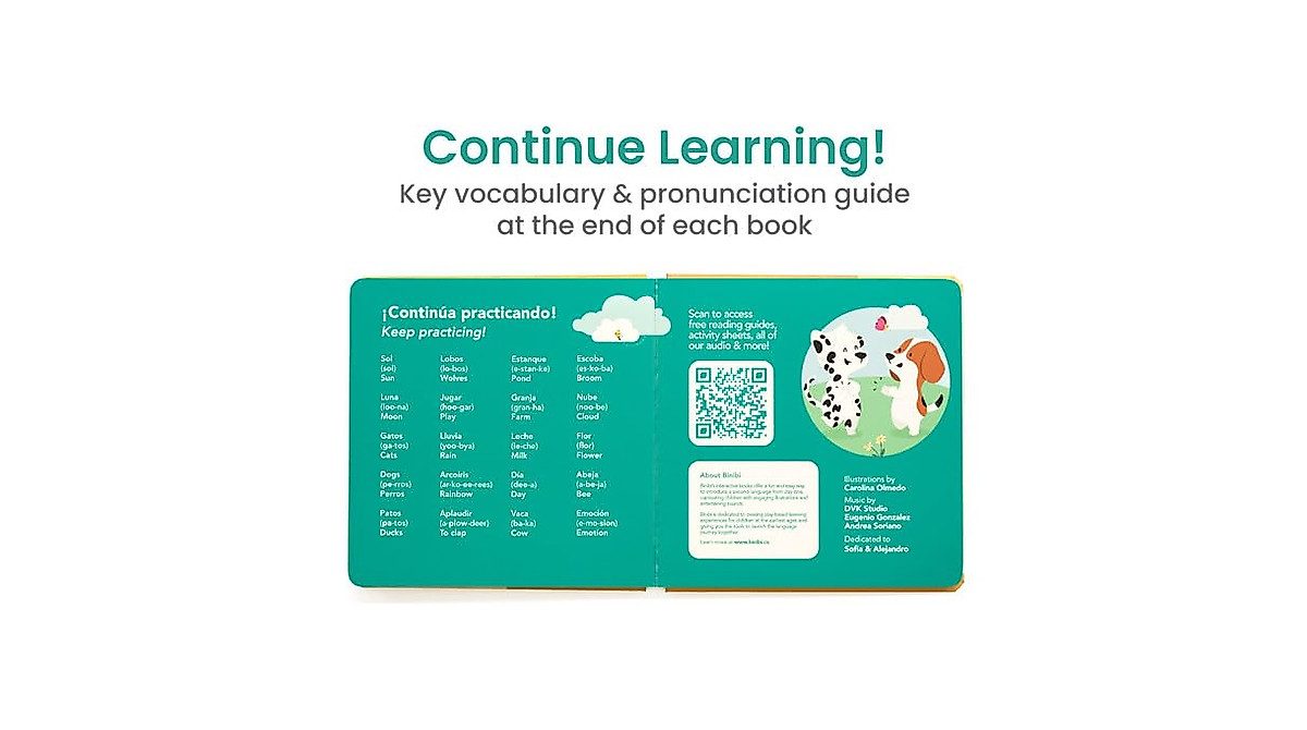 Binibi Spanish Musical Book for Toddlers - Bilingual Nursery Rhymes