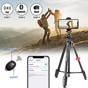 Tripod for iPhone and Android Cellphone,54-inch Premium Flexible Phone Tripod with 14-inch Adjustable Gooseneck, Cellphone Phone Tablet Stand Holder,Upgrade Ball Head and Carrying Bag