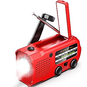 iRonsnow 5000mAh AUTO Alert Emergency Weather Radio, Solar Hand Crank Portable NOAA AM/FM Radio with Headphone Jack Power Bank USB Phone Charger, SOS Alarm Flashlight, Reading Light for Camping Hiking