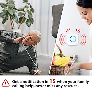 Caregiver Pager for Elderly, BITIWEND Wireless Call Button Personal Safety Alarm 600ft Range Smart Patient Help System Waterproof for Home/Elderly/Patient/Disabled Nurse Calling Alert 58 Chimes