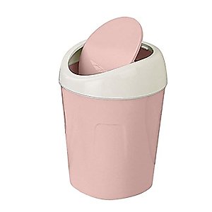 LAVANY® Mini Desktops Trash Can Trumpet Desktops Trash Cans Covered Living Room Office Kids Bedroom (Pink)