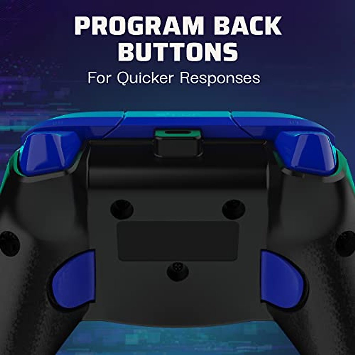 PDP Gaming REMATCH Enhanced Wired Controller Licensed for Xbox Series X|S/Xbox One/PC/Windows, Mappable Back Buttons, Advanced Customizable App - Digital Glitch Blue