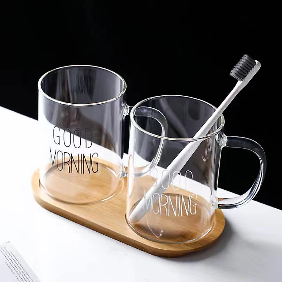 HOMEYES 460 ML 15.5 OZ Good Morning Clear Glass Cup For Coffee/Beer/Milk/Tea/Water
