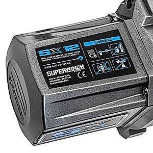 Superwinch 1712201 SX12SR 12V DC Winch 12,000 lb/5,443 kg Single Line Pull with Hawse Fairlead, 3/8in x 85ft Synthetic Rope, Corded Handheld and Wireless Remote