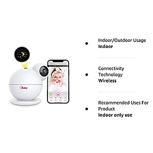 iBaby M8 2K Smart Baby Monitor, 355° Pan 110° Tilt and 2-Way Talk, Video Baby Monitor with Crying and Motion Alerts, Moonlight Projector, Temperature/Humidity Alerts, for iOS/Android