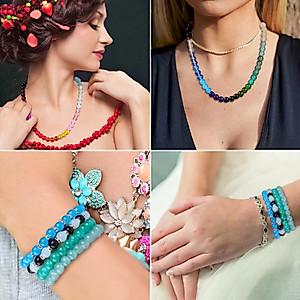 Mizivn 700PCS Glass Beads for Bracelet Jewelry Making, 28 Color 8mm Crystal Gemstone Beaded Bracelets kit with Accessories, Chakra Round Beads for Beginners DIY Crafts Necklace (MultiB)