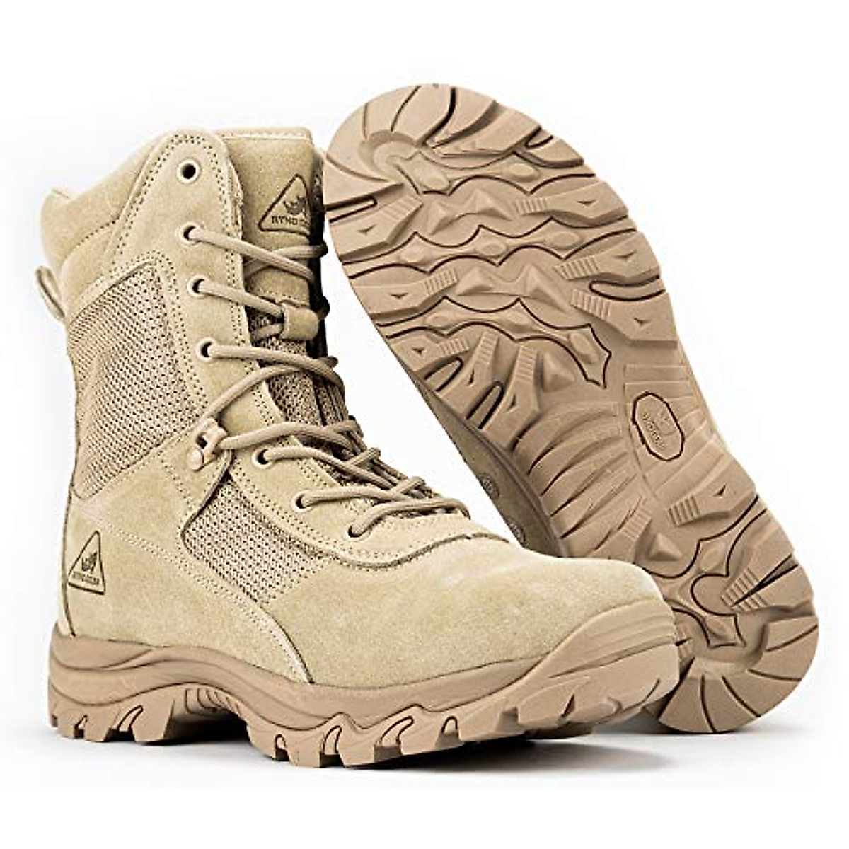 Ryno Gear Tactical Combat Boots with CoolMax Lining (Beige) (8, 12)
