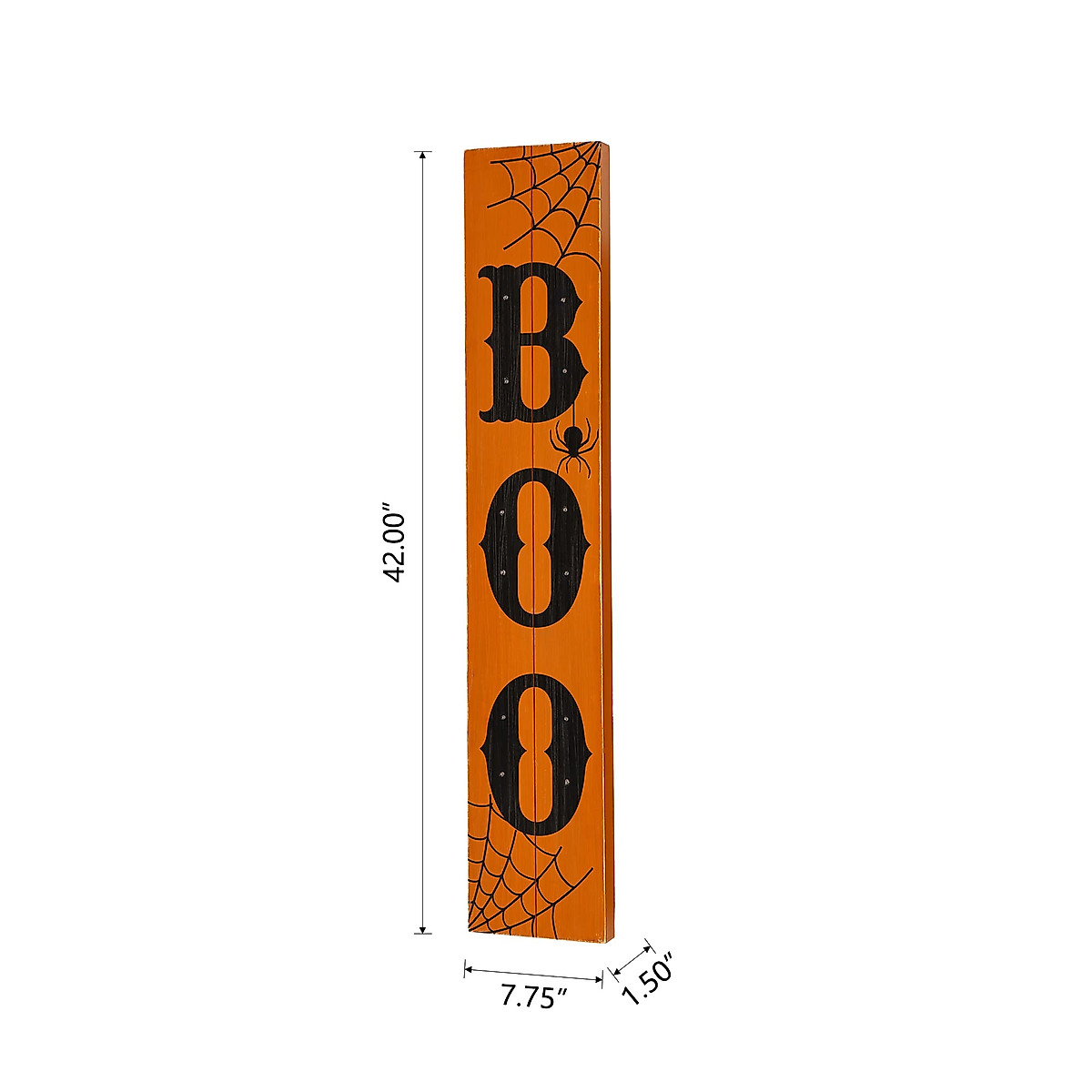 Glitzhome 42" H Halloween Porch Board Sign with Timer 6 Hours On /18 Hours Off, Lighted Halloween "BOO" Hang Sign or Lean Against Wall Standing Sign, 12 LED Lights Wood Plaques for Outdoor Decor