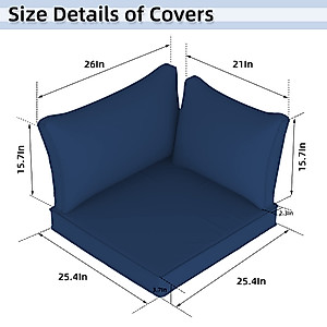 ASJMR Outdoor Cushion Covers 11 Pieces Patio Cushion Covers Replacement for Outdoor Furniture Patio Furniture Set Outdoor Cushion Slipcovers, Outdoor Seat Cushion Covers and Back Pillow Covers - Navy