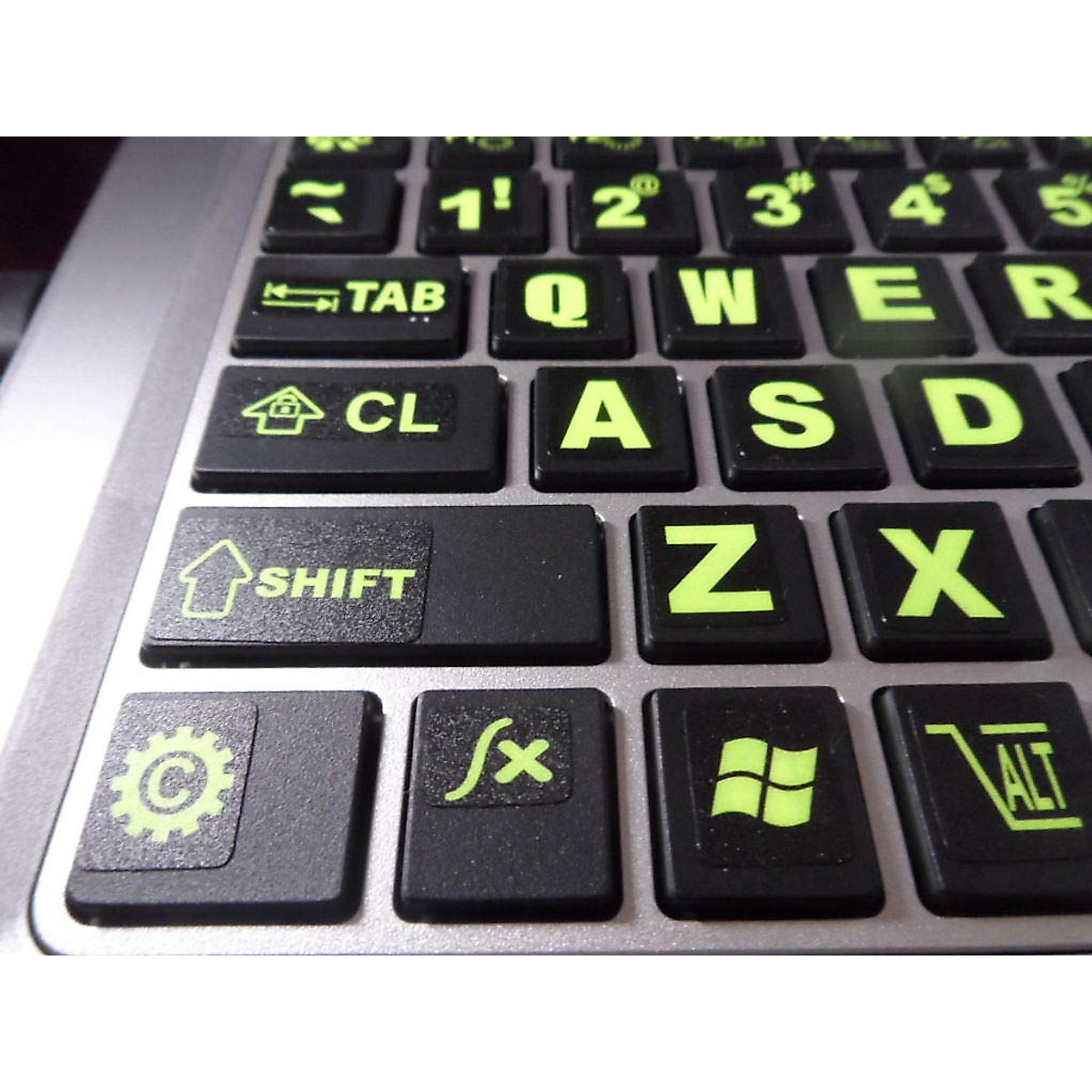 Keyboard Stickers with Big Luminescent Extra Large Symbols. 200 Inlay Set. 3 Yr. Warranty. Will Not Wear or Fade. U.S. English Laptop & PC. Also Includes Pocket/Purse Magnifier, USB LED & Tweesers.