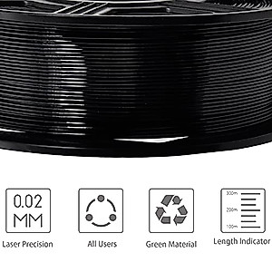YOYI YOYI 3D Printer Filament,PETG Filament 1.75mm 2.2lbs(1kg) Spool, Dimensional Accuracy +/- 0.03 mm,100% New Raw Material,PETG Black