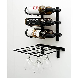 VintageView Wall Series-Stemware Wall Mounted Wine Glass Rack (Chrome Plated) Stylish Modern Wine Storage with Label Forward Design