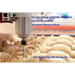 HZBIAO CNC Spiral Router Bit NACO Coating Up Cut End Mill with 1/8 inch Cutting Diameter 1/4 inch Shank STF335