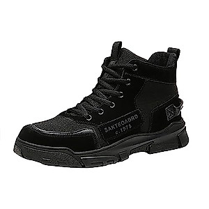 JUMESGU Deals of The Day Lightning Deals Men's Fashion High Tube Embroidery Retro Leather Boots Men's Wide-head Western Cowboy Boots Middle Tube Thick Boots Todays Deals