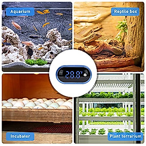 Aquarium Thermometer Digital - Fish Tank Thermometer, LED Fish Tank Thermometer with Touch Screen, Digital Fish Tank Thermometer with High Precision Sensor for Glass Containers, Turtle Tank, Aquariums