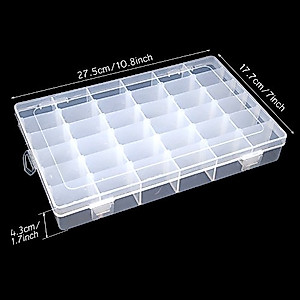KLOUD City Jewelry Box Organizer Storage Container with Adjustable Dividers 36 Grids (Clear Plastic)