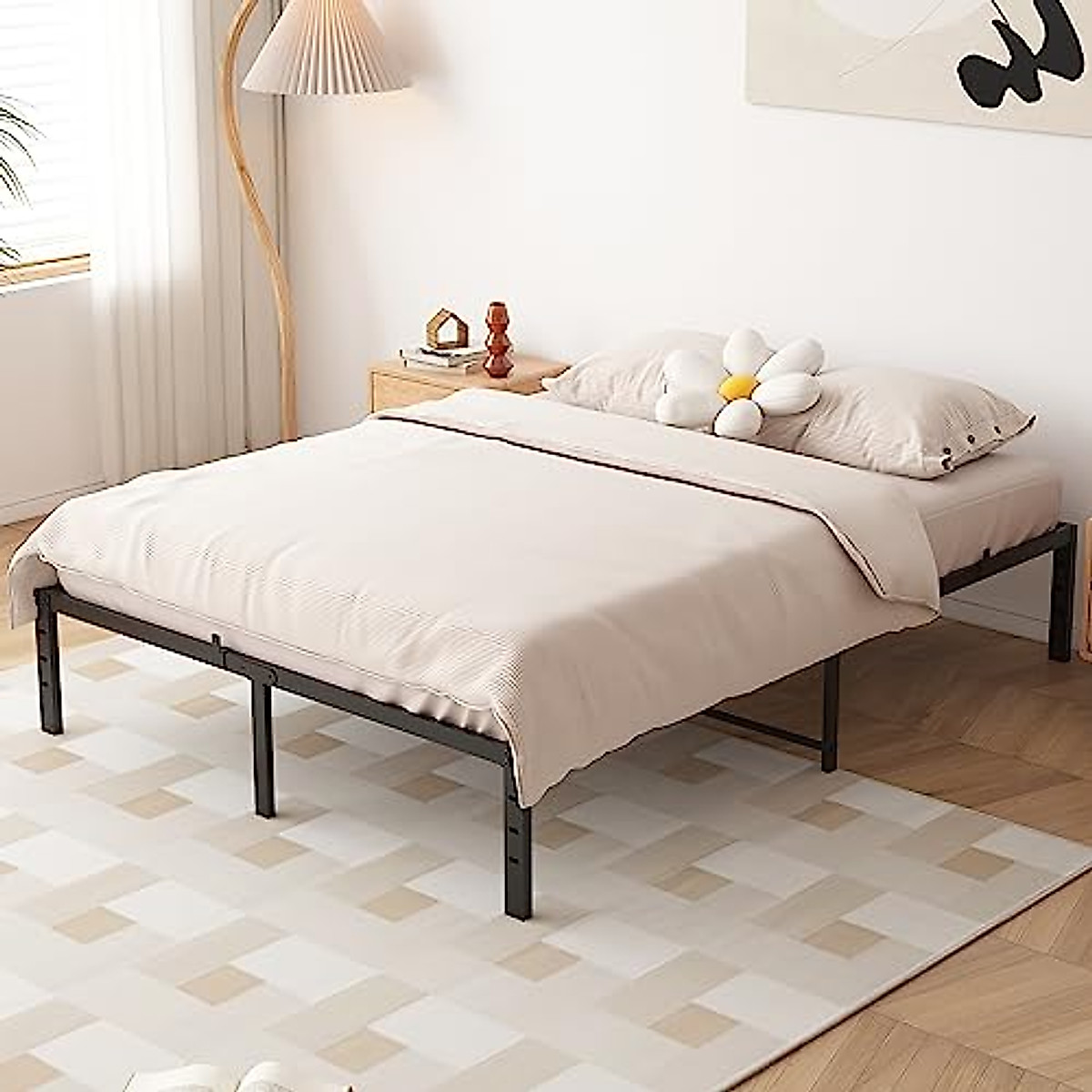 Vecilla Full Size Bed Frame 14 inch Heavy Duty Metal Platform Bed Frame No Box Spring Needed, Non-Slip Mattress Foundation, Easy Assembly, Noise-Free, Black