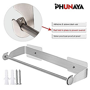PHUNAYA Under Cabinet Paper Towel Holder Wall Mount for Home Kitchen,Stainless Steel for Large Rolls-Brushed Nickel
