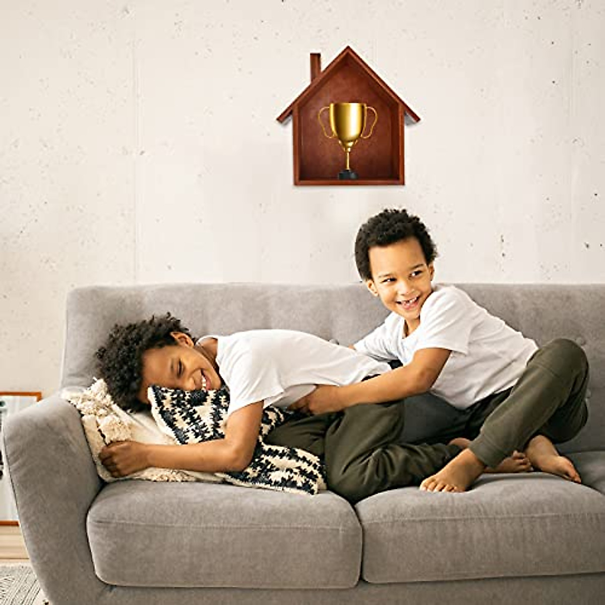 VOSAREA Wooden Wall Shelf Wall Mounted Floating Shelves House Shape Wall Storage Rack Wall Organizer for Office Kitchen Living Room Bathroom