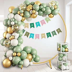 7.2FT Round Backdrop Stand Gold Circle Backdrop Stand Balloon Arch Frame for Wedding Baby Shower Birthday Christmas Party Decoration