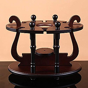 PIBM Stylish Simplicity Wine Racks Free Standing Wine Glass Holder，Round Ding，Solid Wood Creative Wine Display with 6 Glass Rack Amp; 1 Bottle Holder for Bar Wine Cellar Wine Cooler Etc（40X26X32Cm）