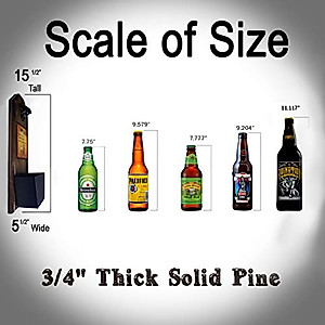 "Liquor Before Beer" Bottle Opener and Cap Catcher, Wall Mounted Rustic Funny Sign/Meme - Handcrafted by a Vet - 100% Solid Pine 3/4" Thick - Slick Opener & Slide Off Bucket