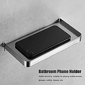 Stainless Steel Bathroom Phone Rack Holder Wall Mounted Phone Towel Storage Shelf Toilet Bathroom Supplies 185x90mm(Brushed Finish)