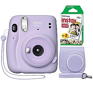 Fujifilm Instax Mini 11 Instant Camera Lilac Purple + Minimate Custom Case + Fuji Instax Film 20 Sheets Twin Pack