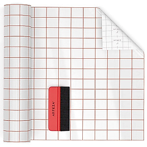 ARTEZA Ultra Clear Transfer Tape Paper with Grid & Squeegee, 12 Inch Wide x 12 Foot Long Roll, for Alignment & Transfer of Adhesive Vinyl for Decals, Signs, Walls, Windows & Smooth Surfaces