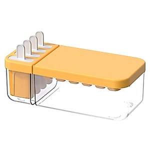 Ice Cube Tray with Lid and Bin for Freezer Container,4 Pcs Popsicle Molds And 24 pcs Ice Cubes Molds for Refrigerator With Easy Release,Spill-Resistant Removable Lid & Ice Scoop for Whiskey,Cocktail