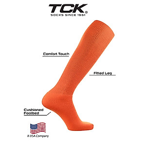 TCK TS All Sport Polyester Baseball Football Soccer Volleyball Tube Sock (Orange, Small)