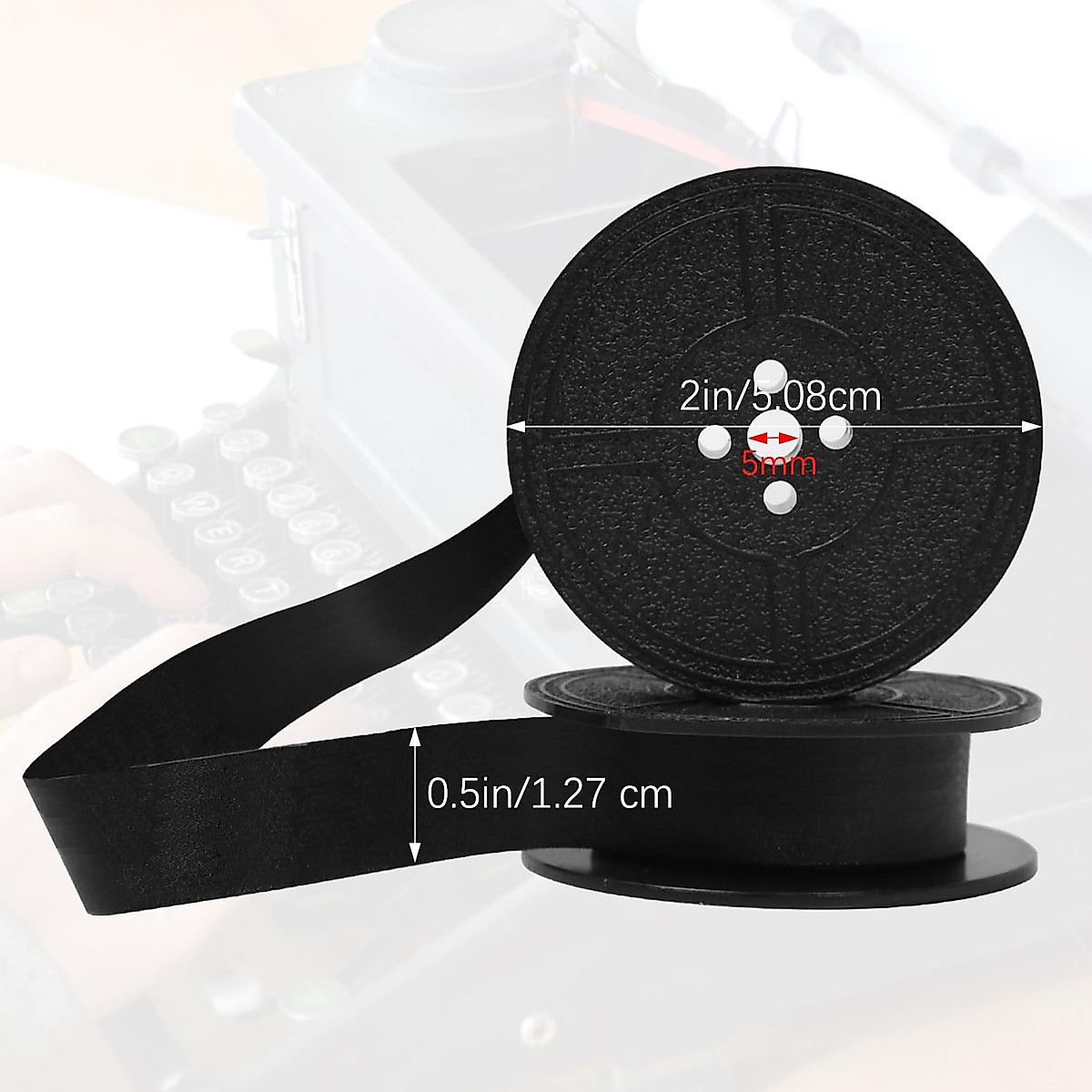 4 Pairs Universal Typewriter Ribbon Twin Spool Replacement Pack Compatible with Most Typewriter Black