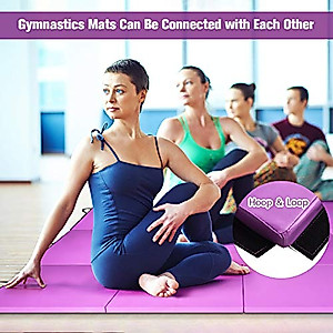 Nightcore 4'x10'x2 Thick Folding Gymnastics Mat, Gym Exercise Pad with Carrying Handles, PU Leather Tumbling Mats, Lightweight Gymnastics Panel Mat for MMA, Aerobics, Stretching, Home Yoga (Purple)